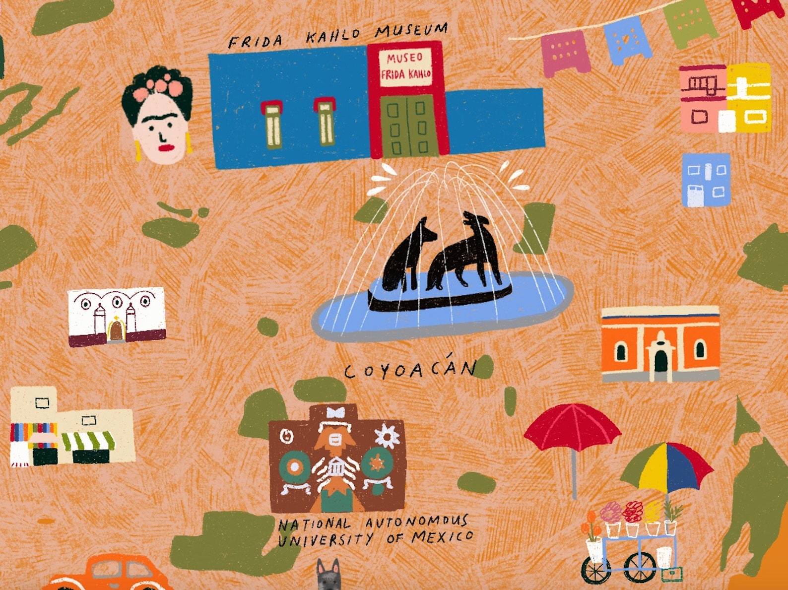 Mexico City Illustrated Map - Mexico City Wall Art - Etsy