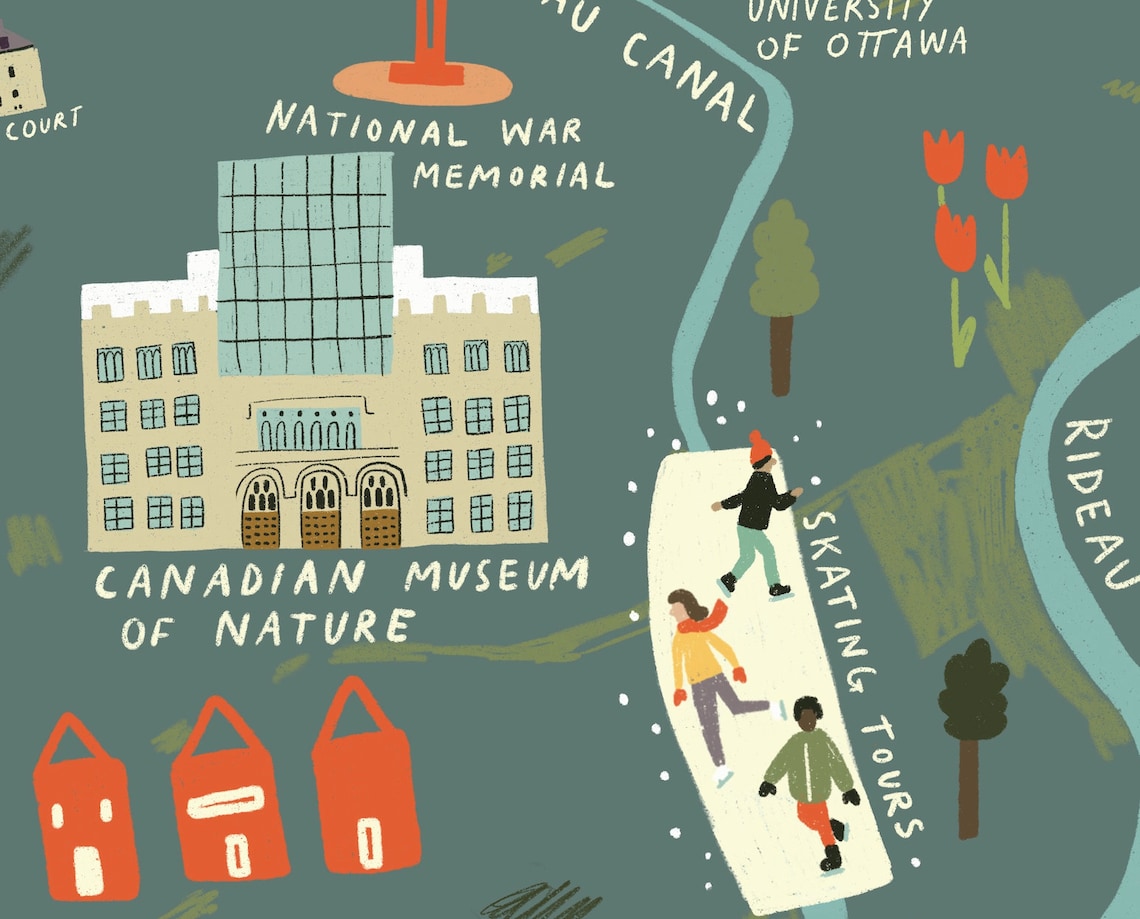 Ottawa Illustrated Map - Ottawa Wall Art - Etsy