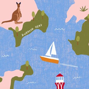 Sydney Australia - Illustrated Map Print (8x10) - Etsy