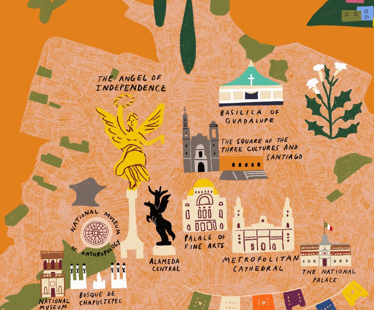 Mexico City Illustrated Map Mexico City Wall Art - Etsy