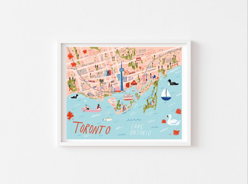 Toronto Map Art Illustrated City Map Toronto Poster - Etsy Canada