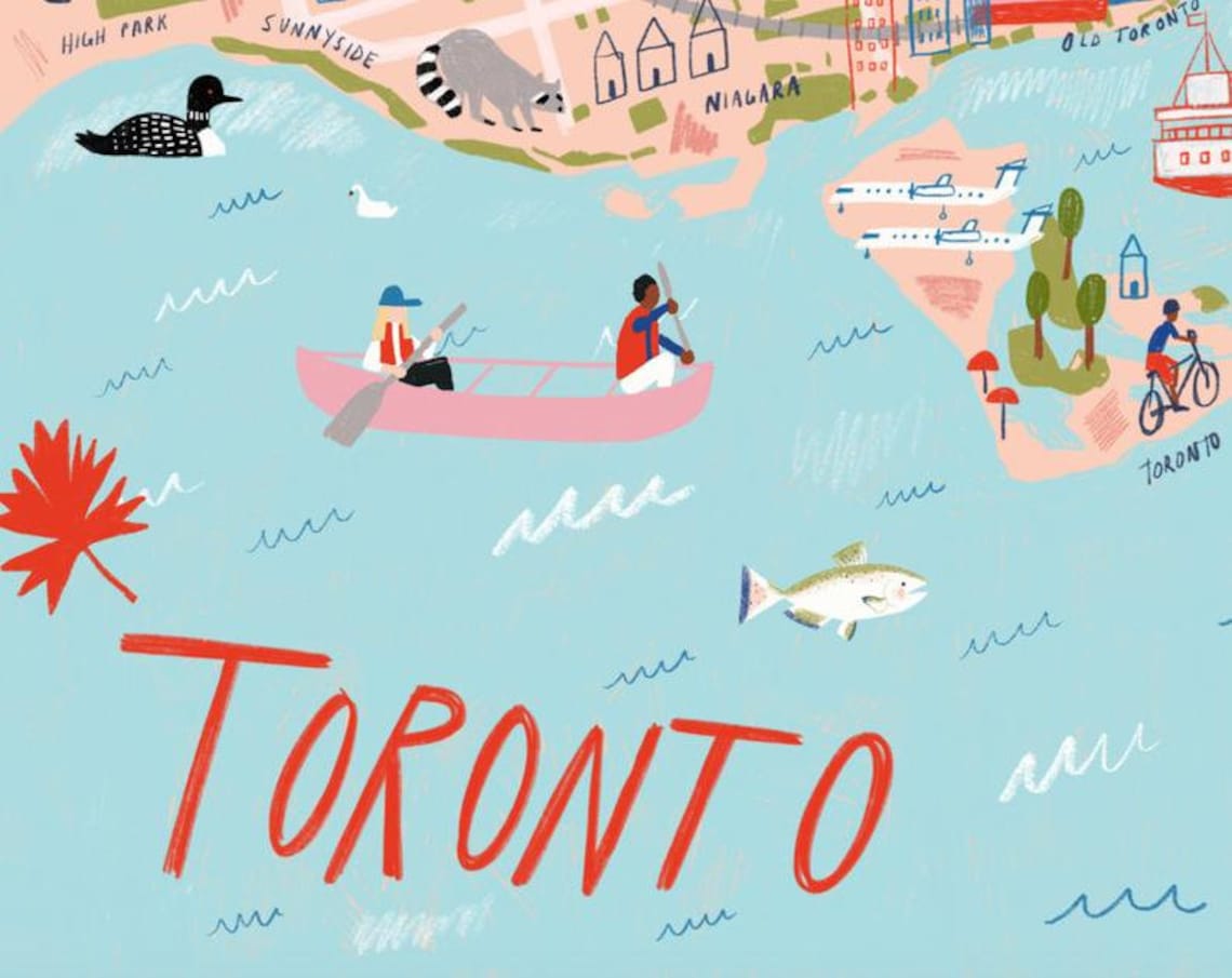 Toronto Map Art Illustrated City Map Toronto Poster Moving Gift Toronto ...