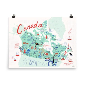 Illustrated Map of Canada Poster - Etsy Canada