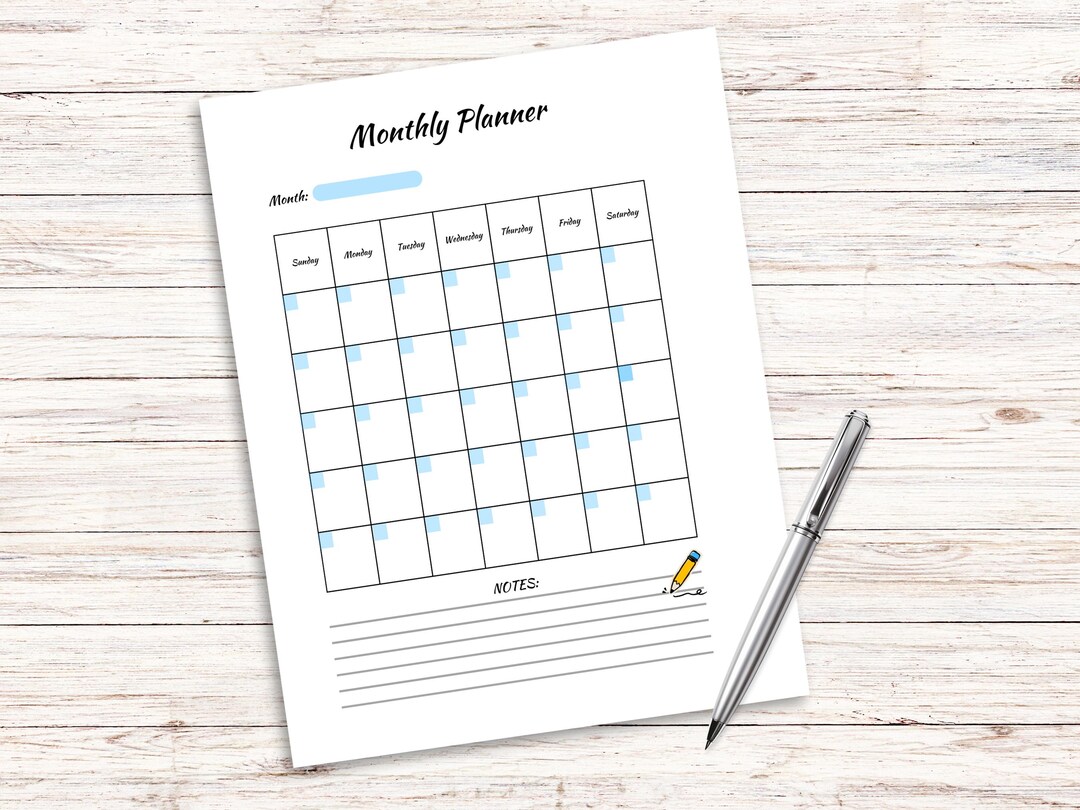 Printable Monthly Planner Undated and Ready for Action Digital Download ...