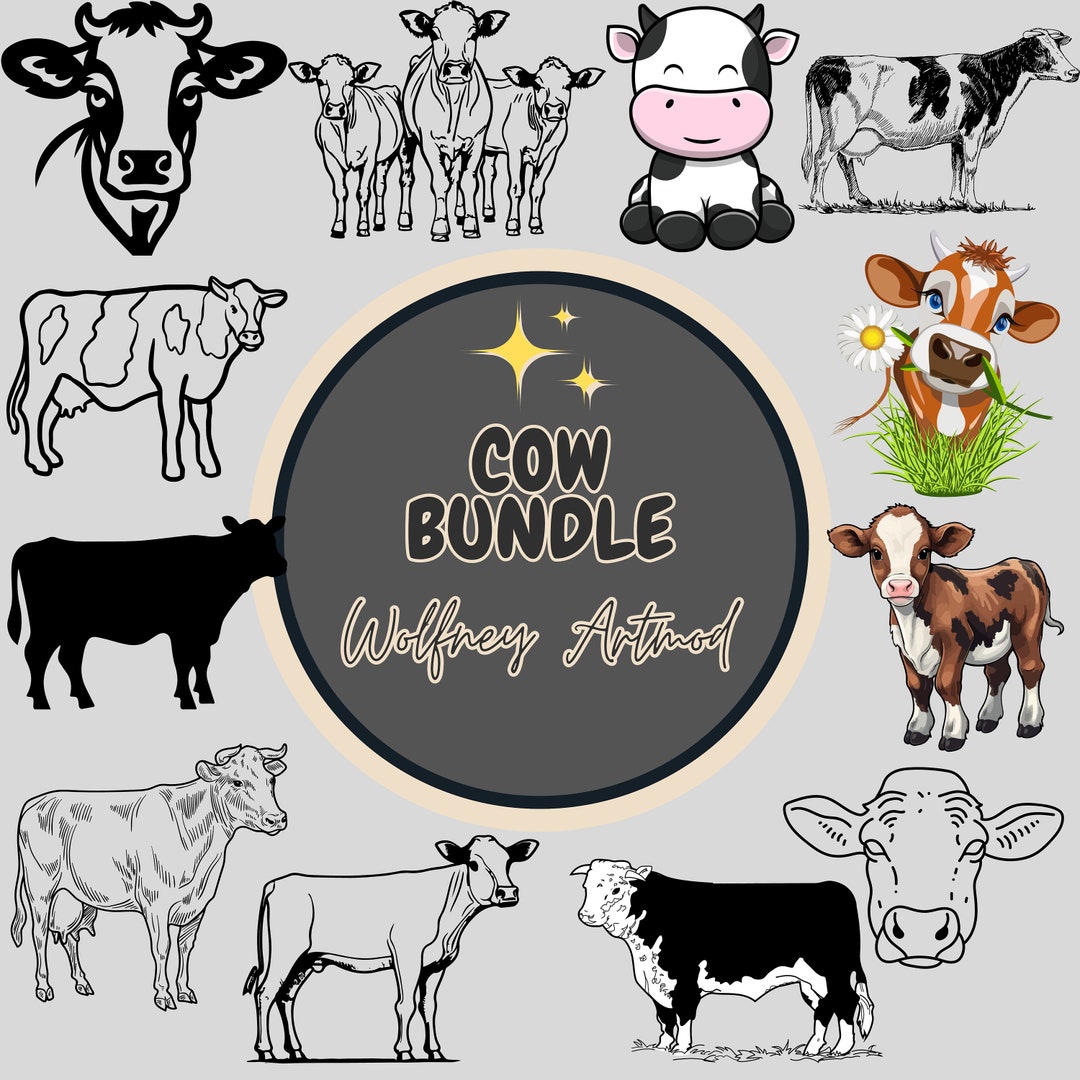 Cow Png Bundle, Cow Png, Cute Cow , Cow Face Png, Black Cow , Files for ...