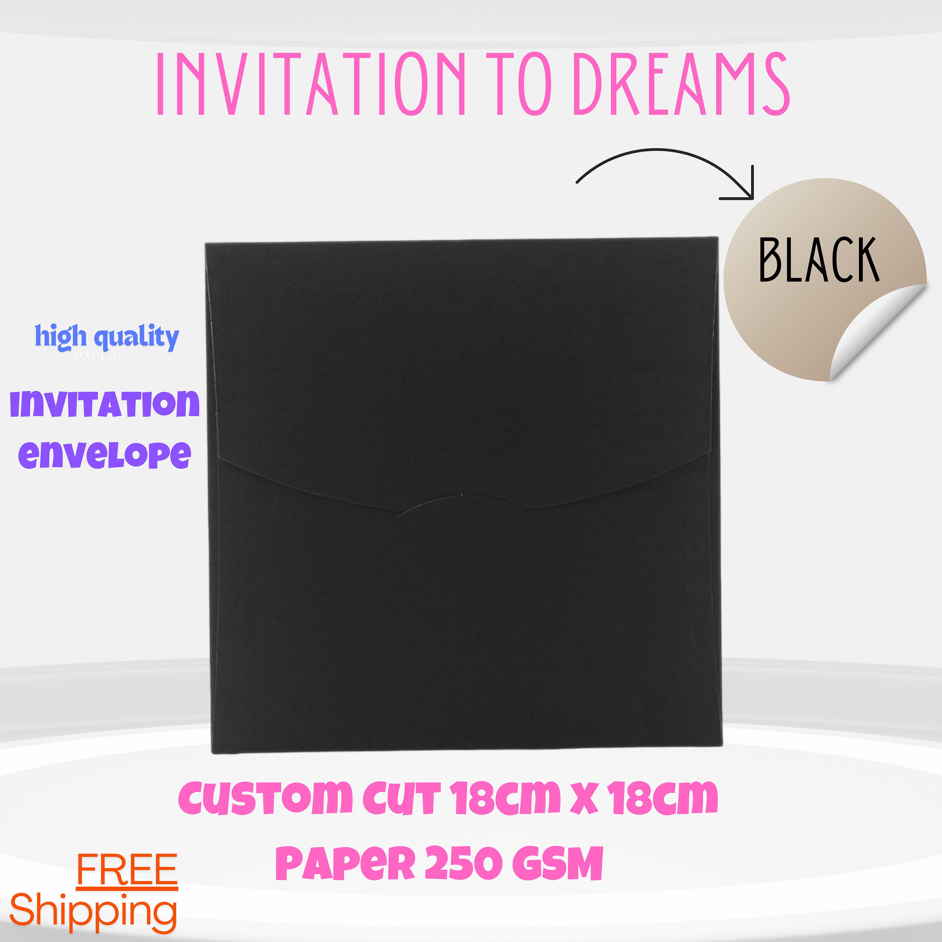 Black Wedding Invitation Envelope Premium Custom Printable, Invitation ...