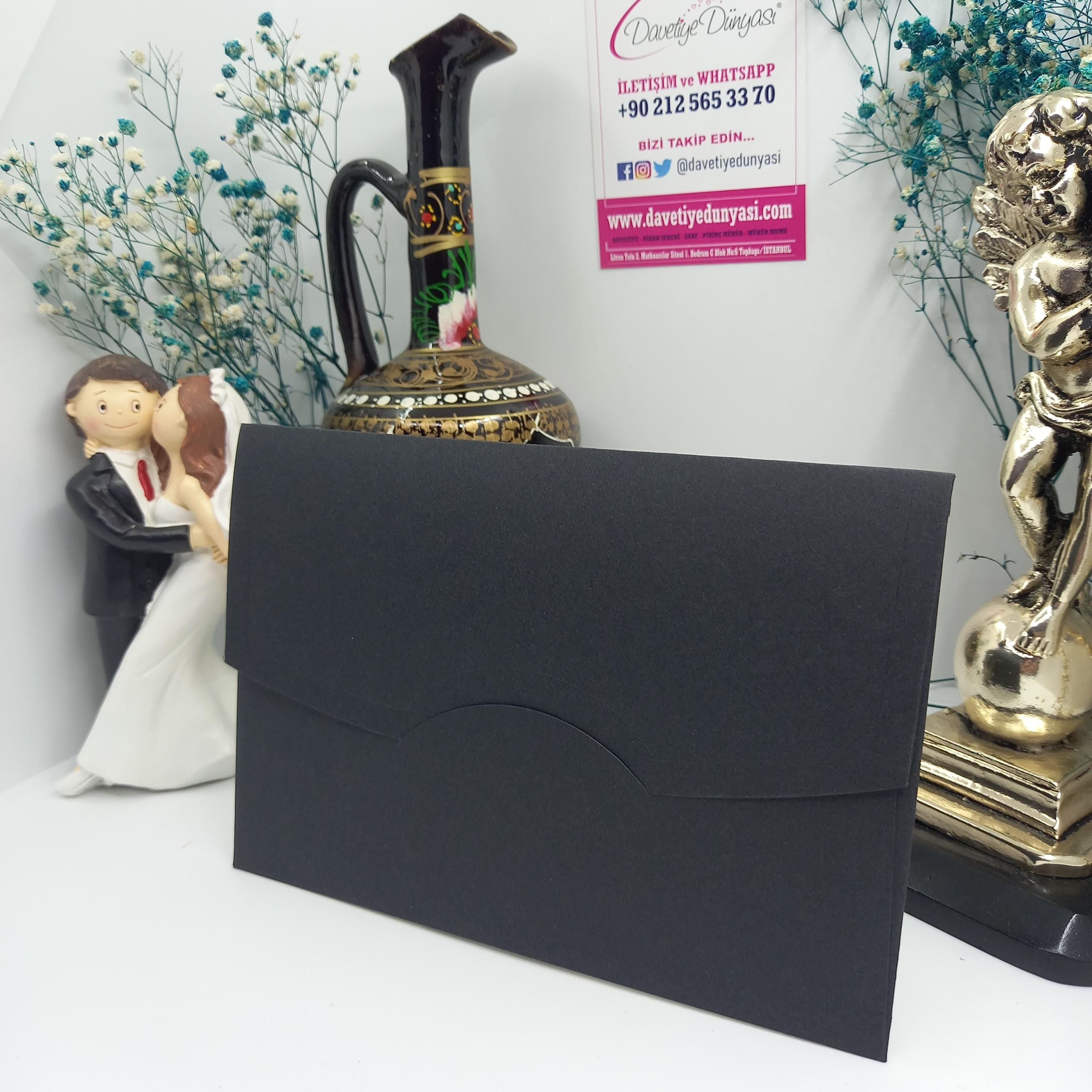 Black Wedding Invitation Envelope, Wedding Invitations, Invitation ...