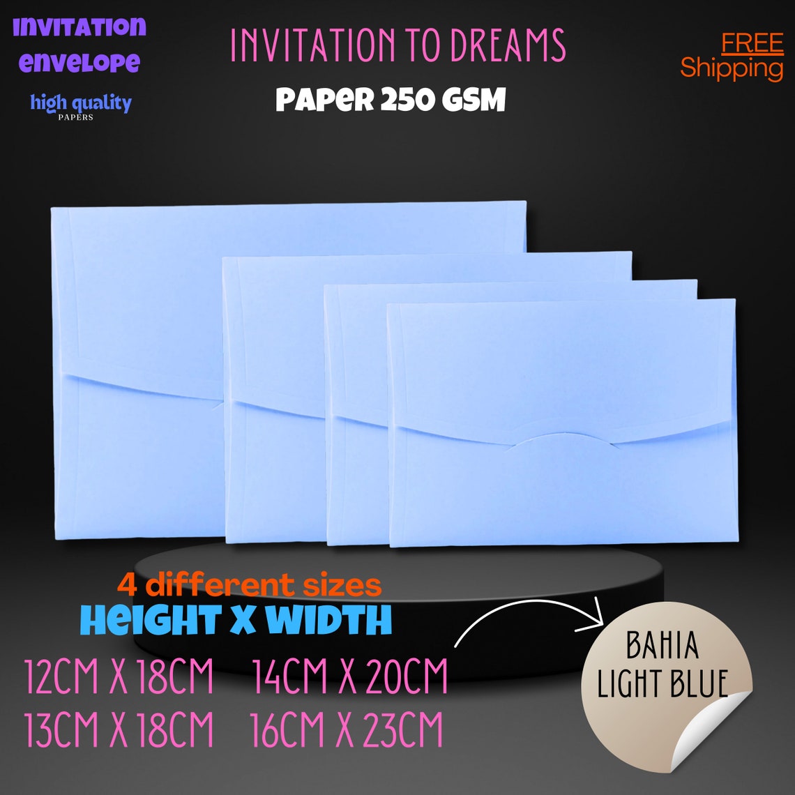 Elegant Light Blue Wedding Invitation Envelope , Wedding Invitation ...