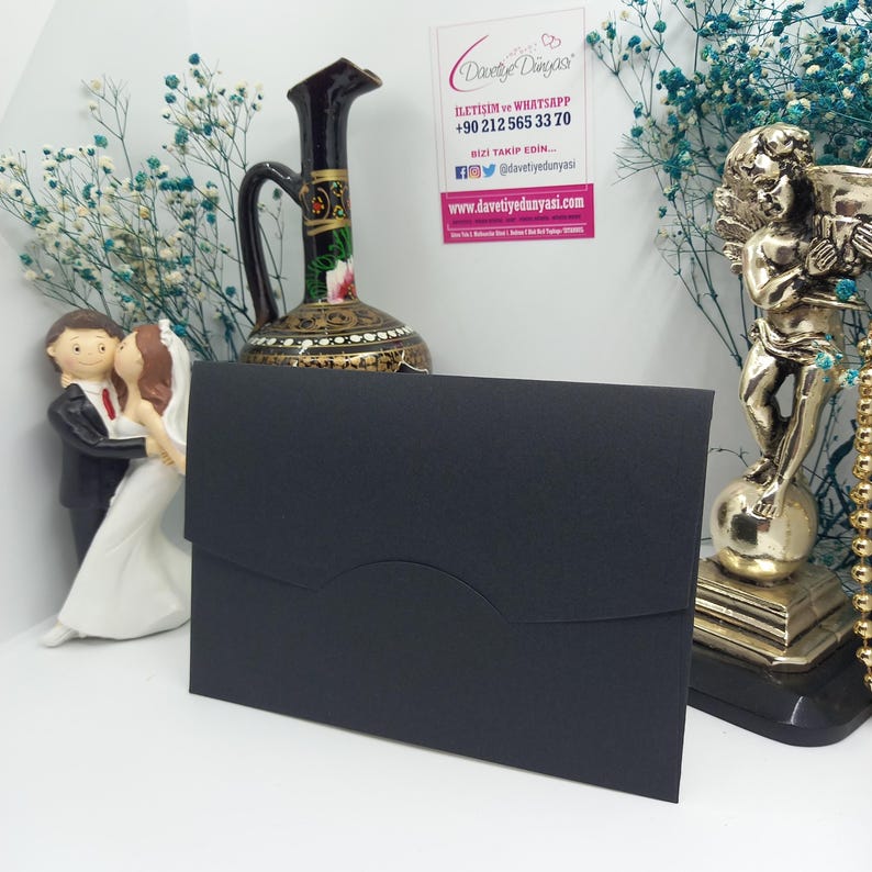 Black Wedding Invitation Envelope, Wedding Invitations, Invitation ...