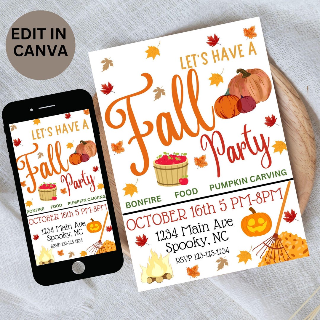 Fall Party Invitation Autumn Celebration Fall Festival Card Party ...