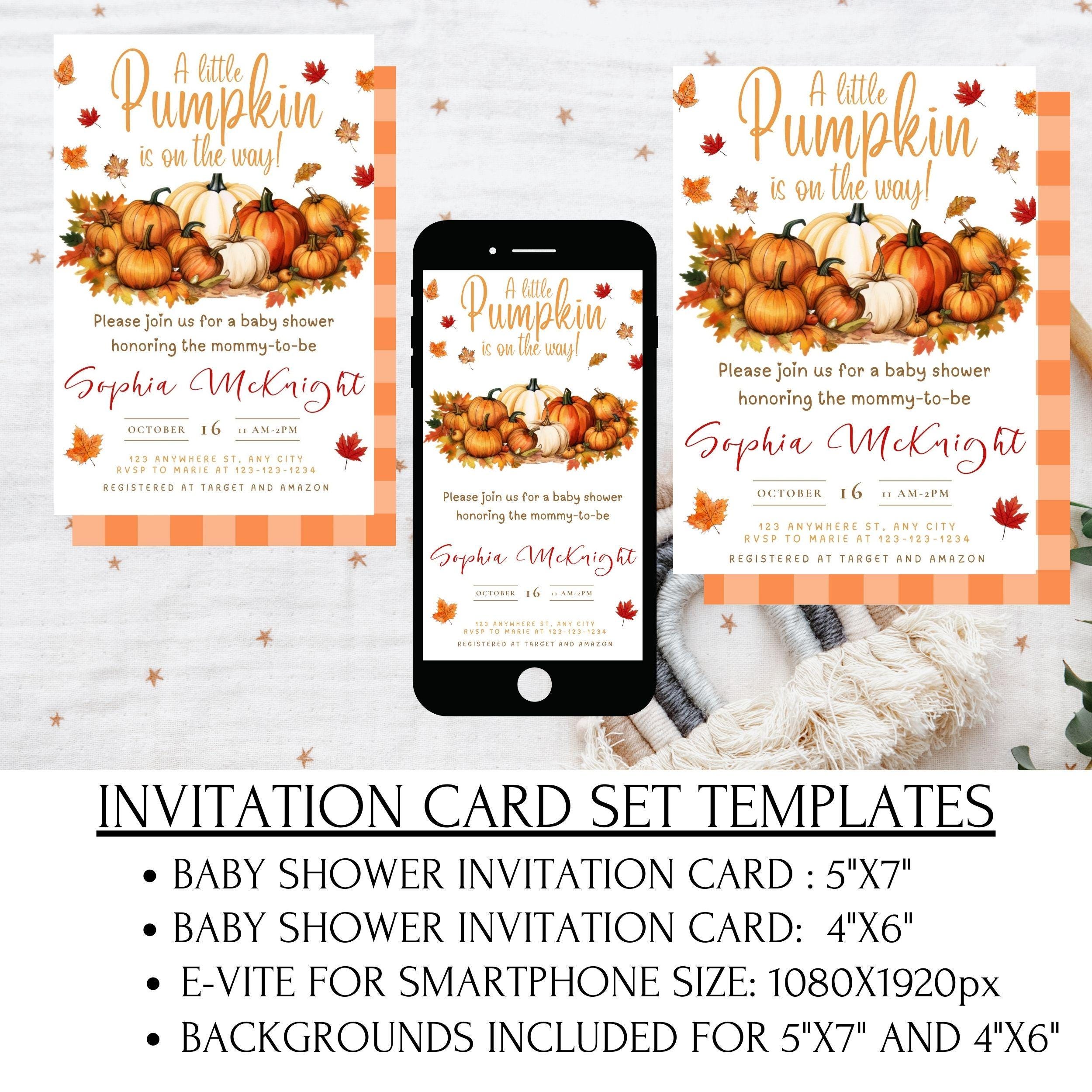 Printable Pumpkin Baby Shower Invitation Set, Autumn Baby Shower ...
