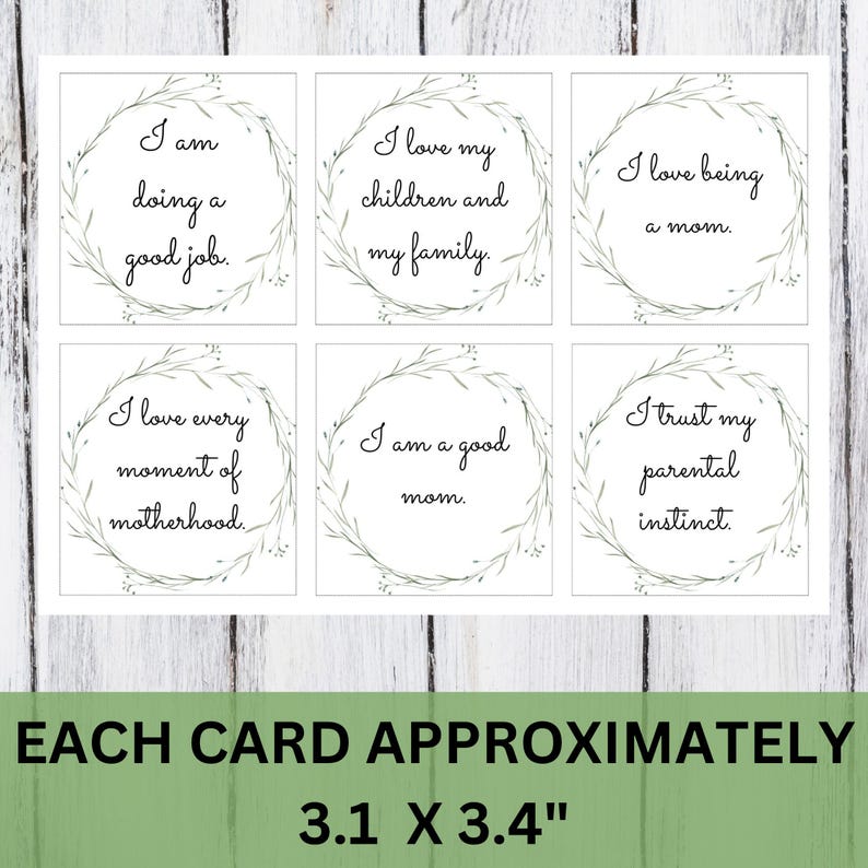 Positive Affirmation Cards for Moms, Editable/downloadable Affirmations ...