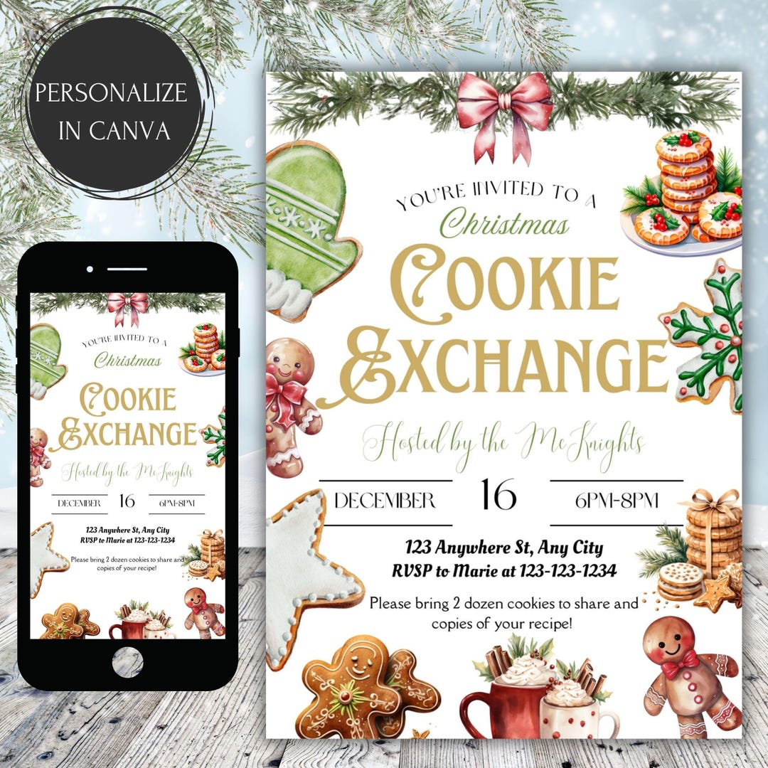 Christmas Cookie Exchange Invitation Christmas Party Holiday Party ...
