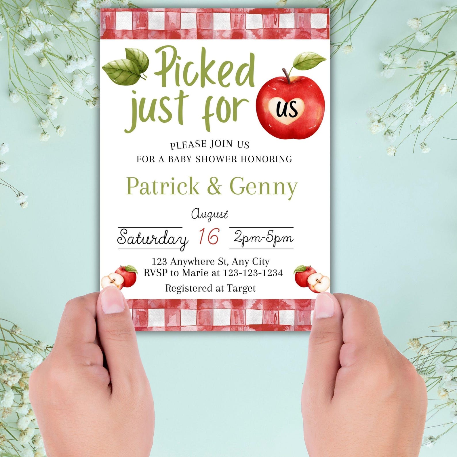 Apple Baby Shower Invitation Fall Themed Picked Just for Us Baby Invite ...