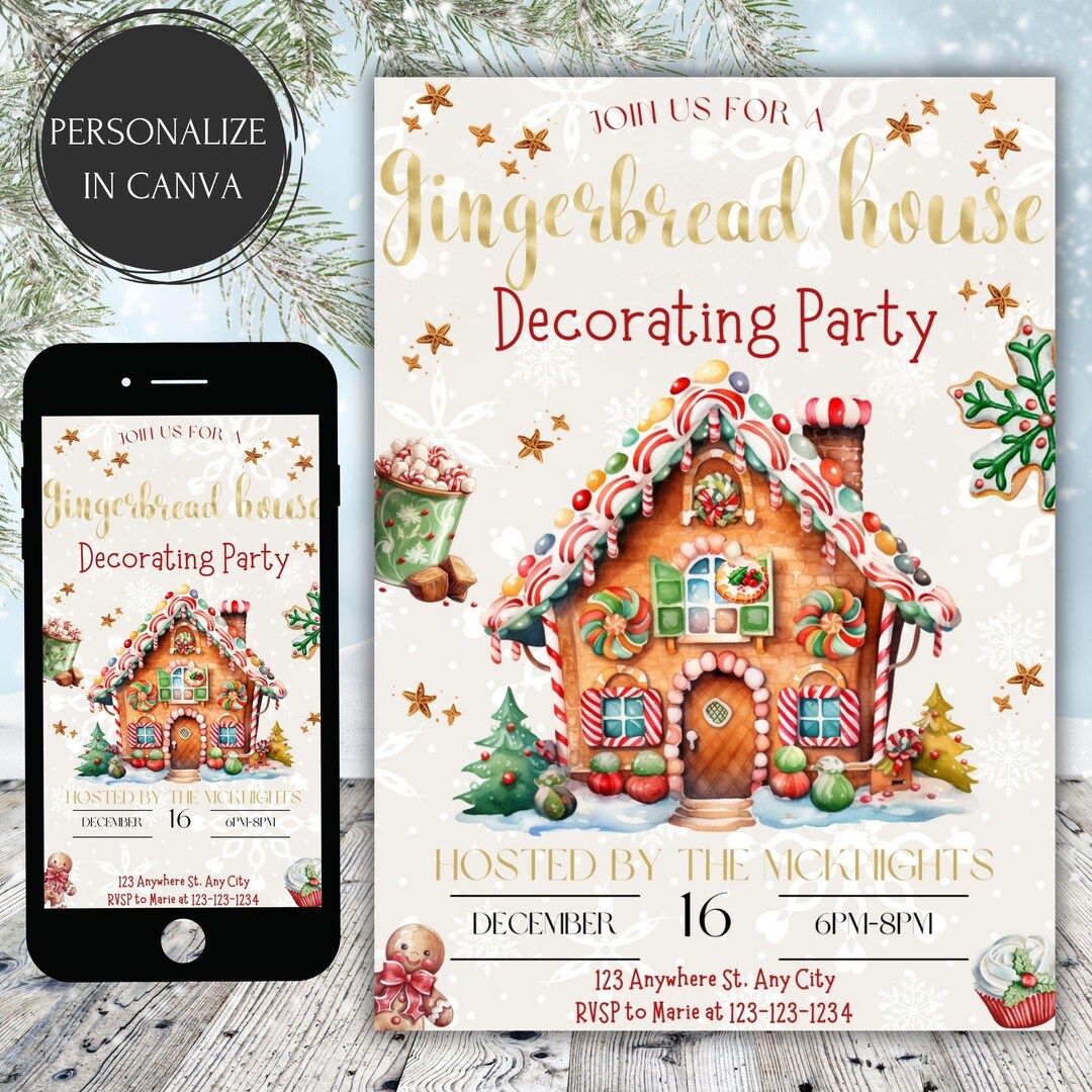 Gingerbread Decorating Party Invitation Cookie Decorating Party Holiday ...