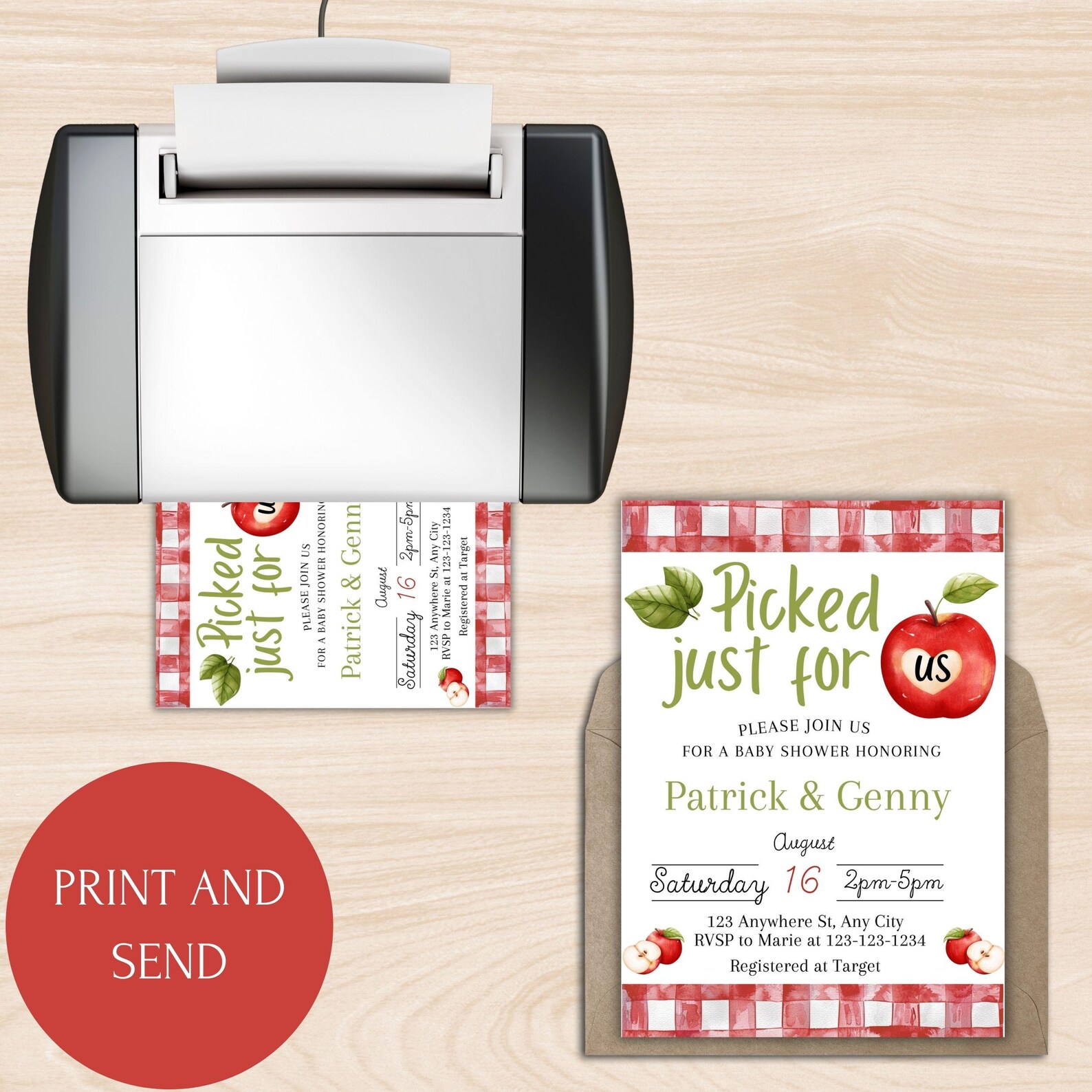 Apple Baby Shower Invitation Fall Themed Picked Just for Us Baby Invite ...