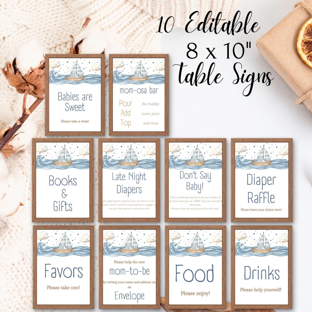 Ahoy It's a Boy Table Signs Nautical Baby Shower Games Printable Signs ...