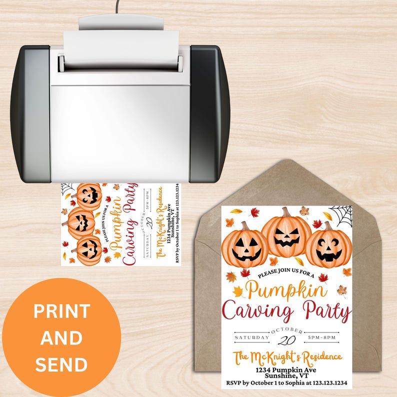 Printable Pumpkin Carving Party Invitation, Editable Halloween Invite ...