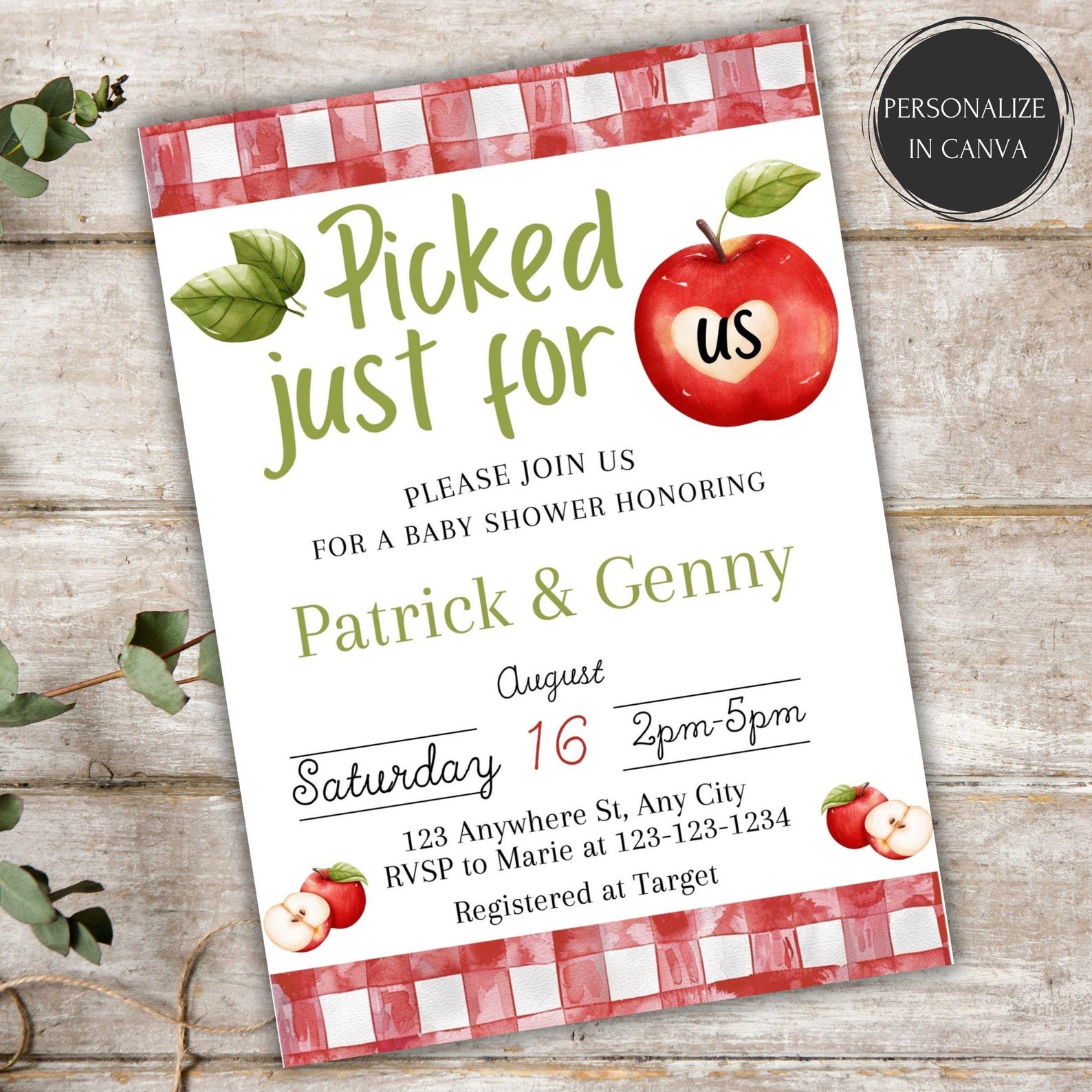 Apple Baby Shower Invitation Fall Themed Picked Just for Us Baby Invite ...