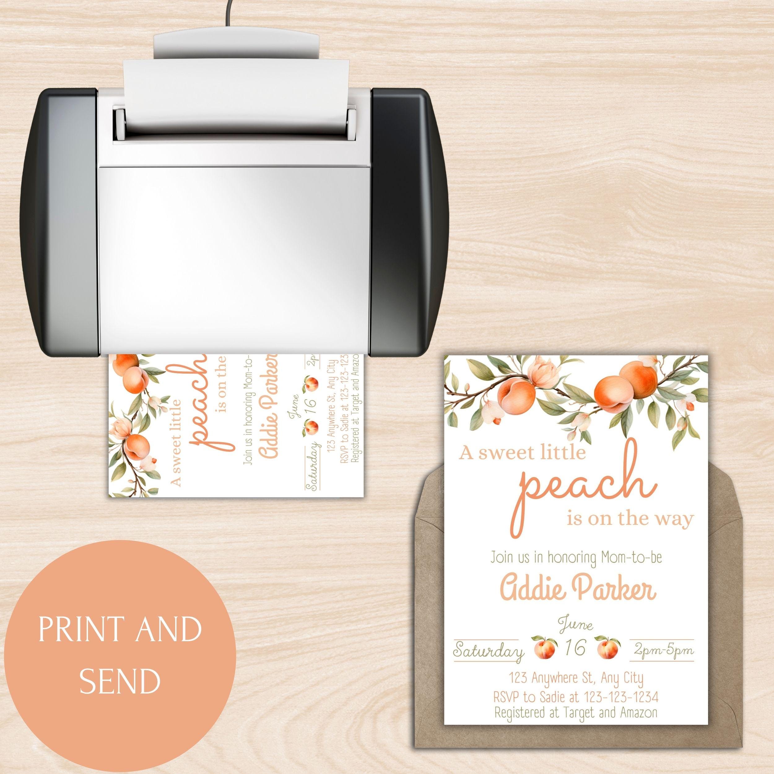 Sweet Little Peach is on the Way Baby Shower Invitation Editable Peach ...