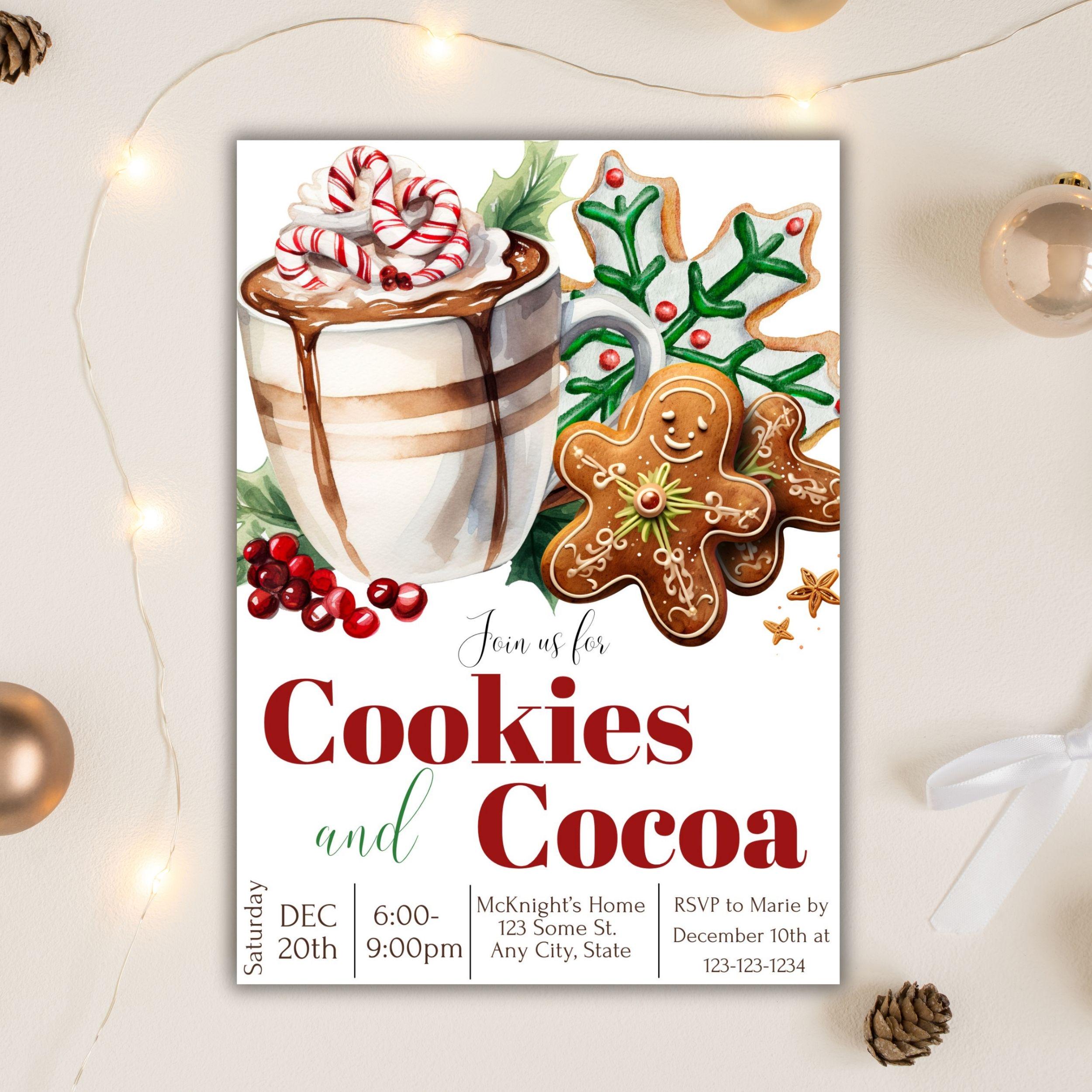 Cookies and Cocoa Party Invitation Holiday Gathering Cookie Decorating ...