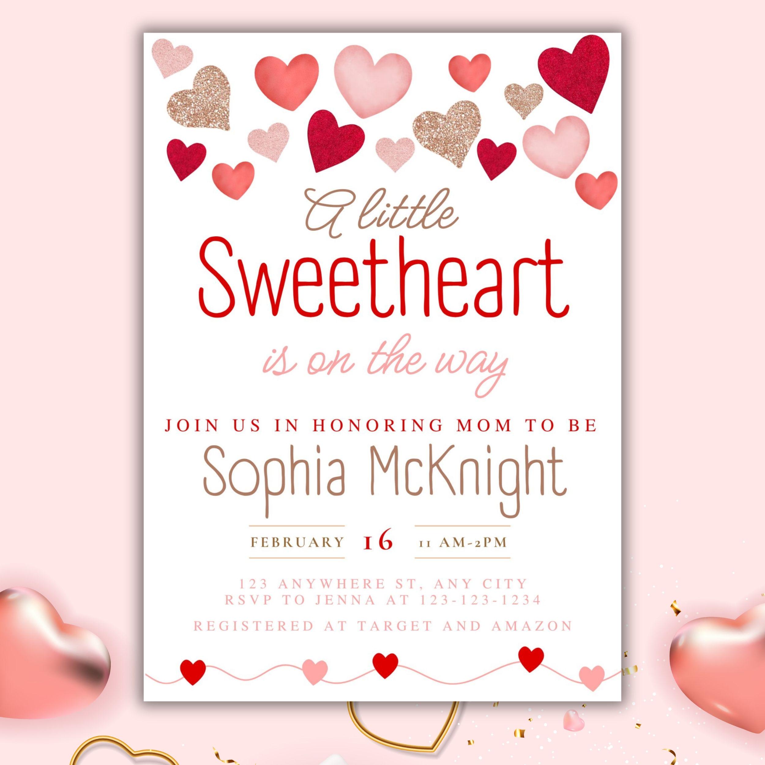 A Little Sweetheart is on the Way Valentine's Baby Shower Invitation ...