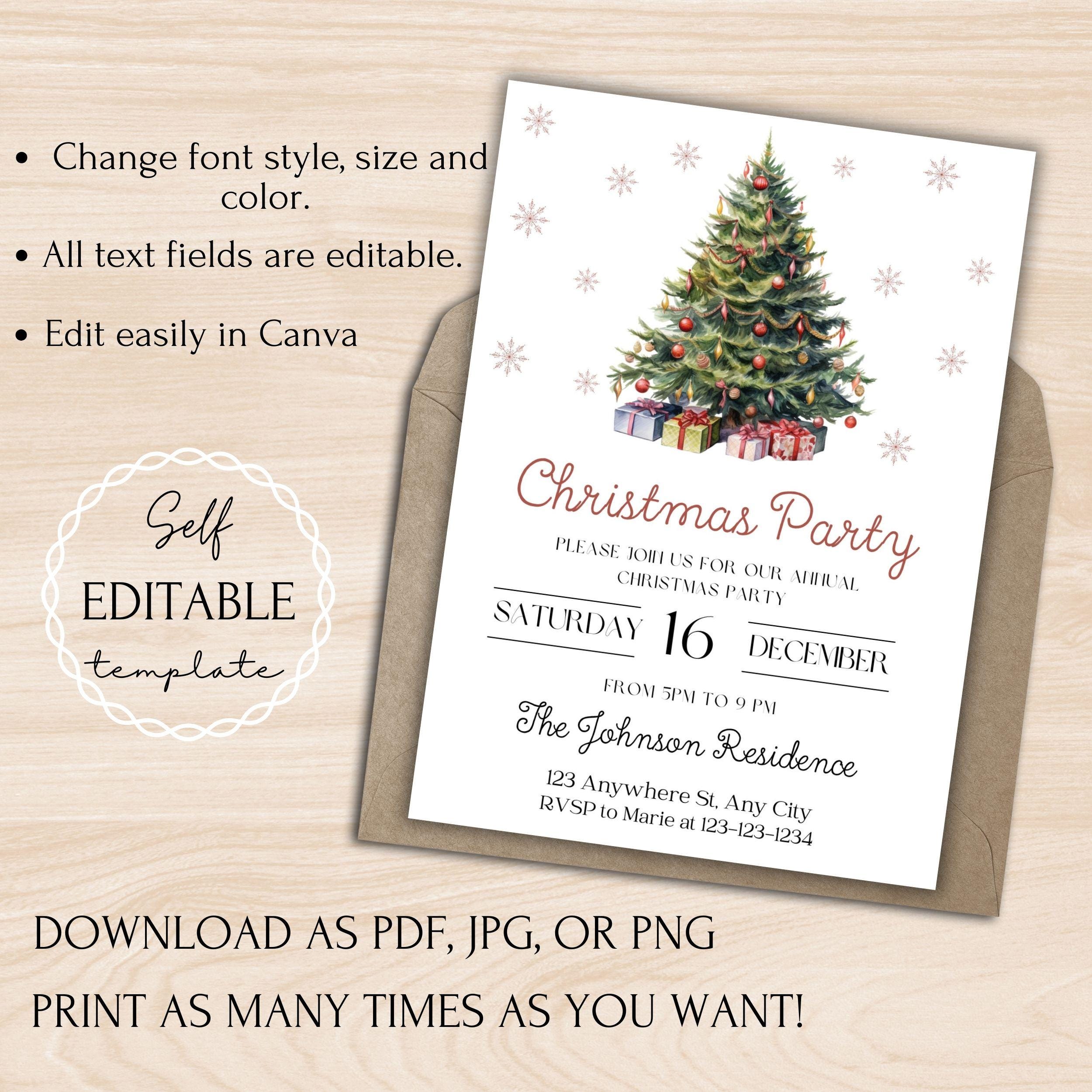 Editable Christmas Party Invitation Holiday Party Invite Christmas Tree ...