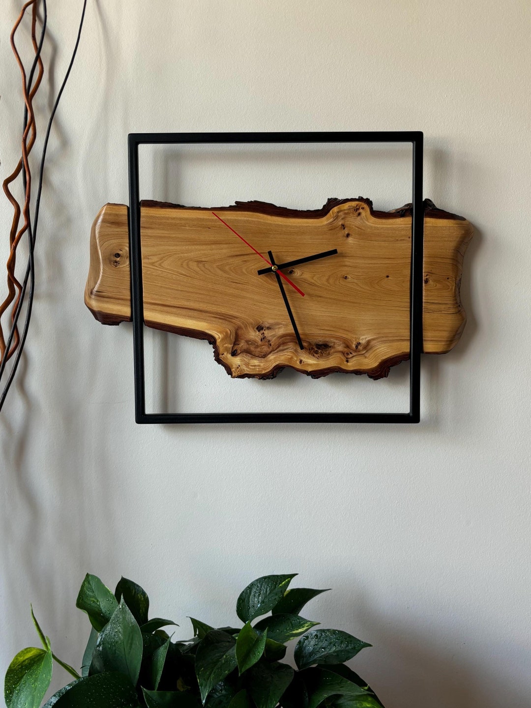 Wood Handmade Wood Clock With Unique Metal Ring 15'' X 15'' - Oak Wall ...