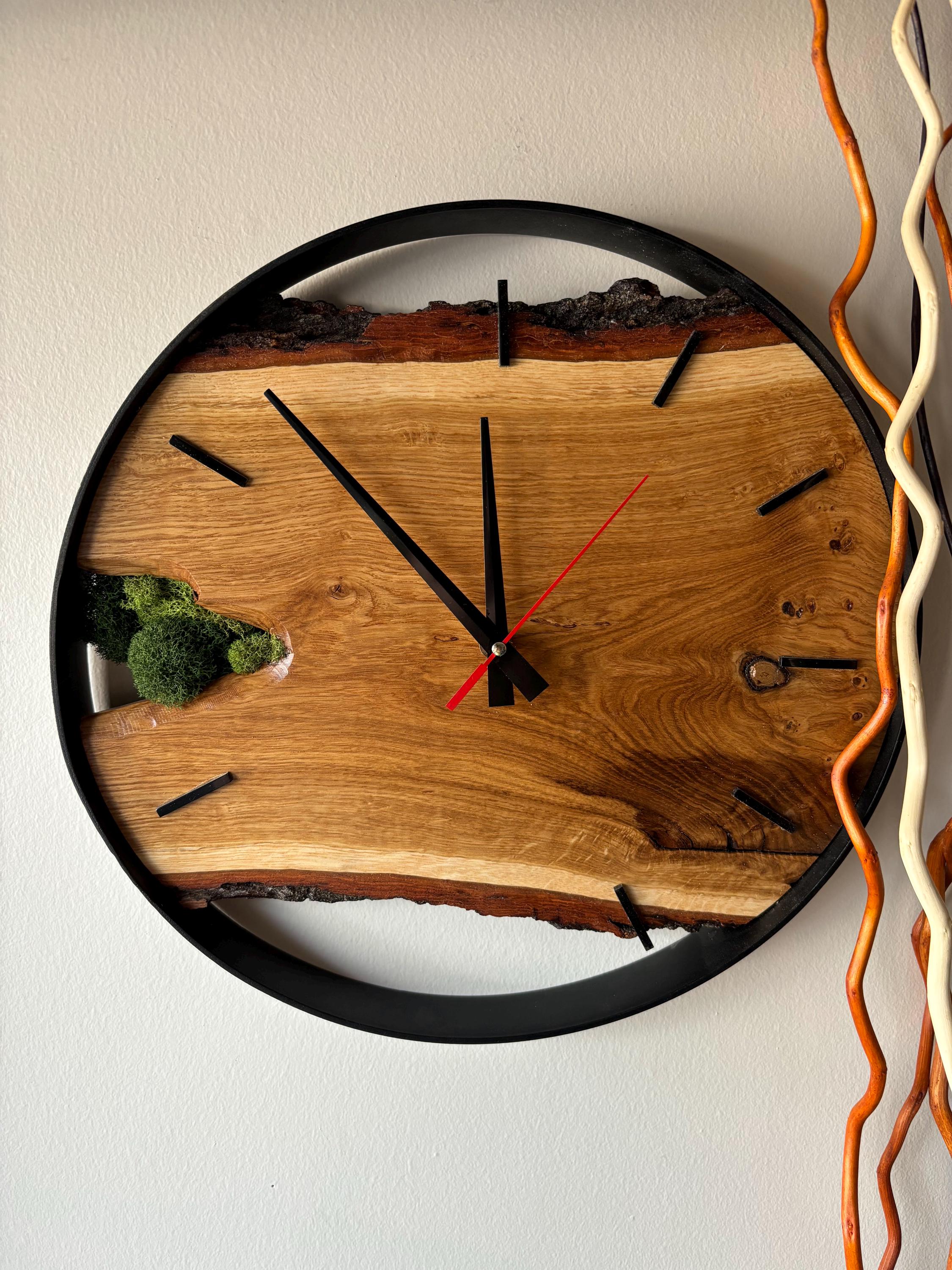 Handmade Oak Wall Clock Sample – Custom Made to Order, Metal Ring 14 ...