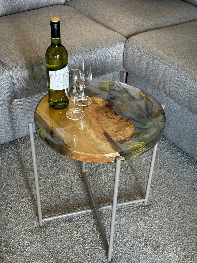Handcrafted Live Edge Wood Coffee Table – Custom Round Resin Slab Table ...