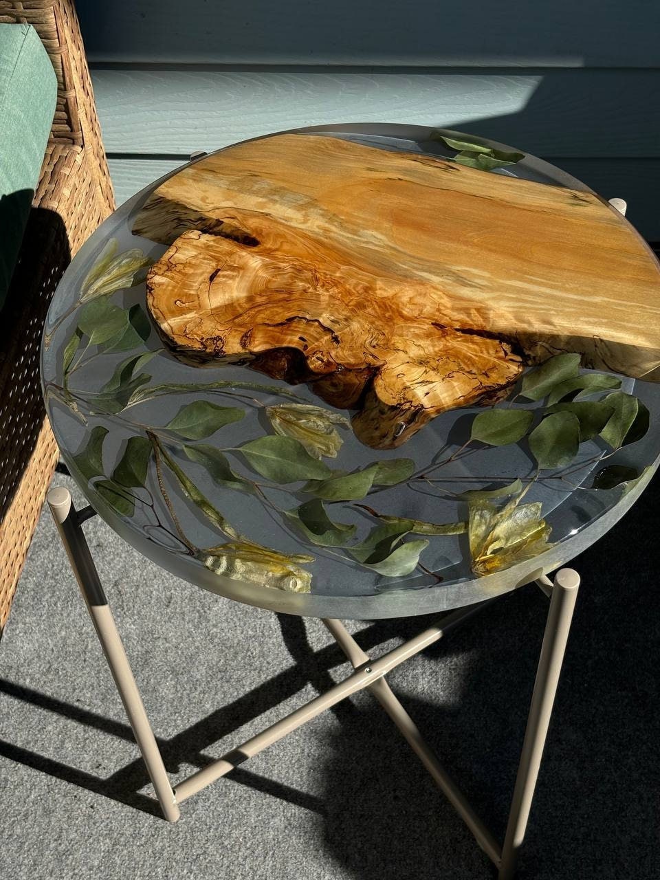 Artistic Round Coffee Table Handcrafted Wood & Resin, Unique Epoxy ...