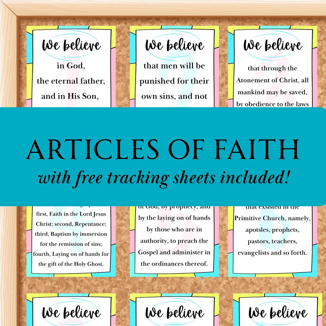 LDS Printable Articles of Faith, Primary Printables for Bulletin Board ...