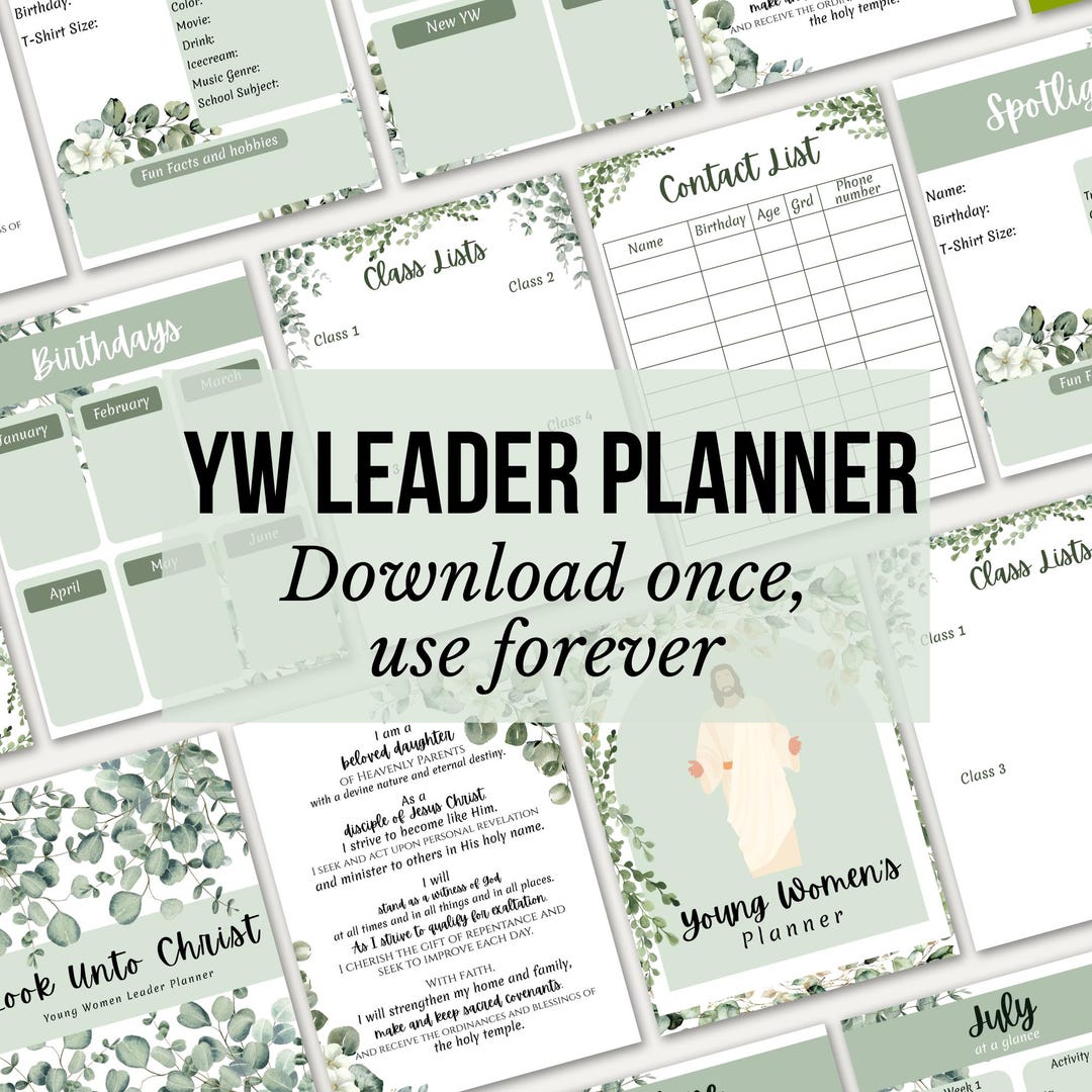 LDS Young Women Leader Yearly Planner, LDS YW Activity Planner, Lds Pdf ...