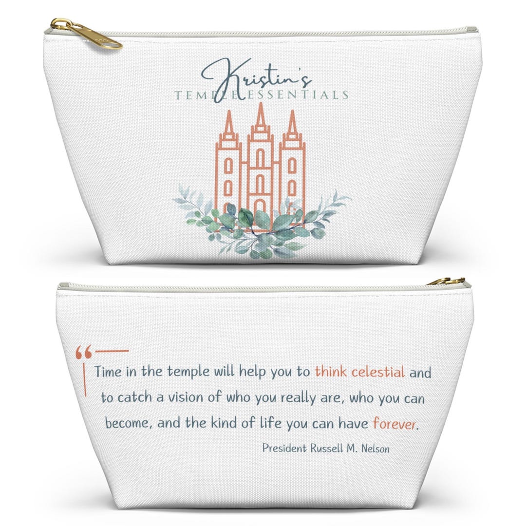 LDS Temple Essentials Zipper Pouch, LDS Temple Bag for Youth, Baptisms ...