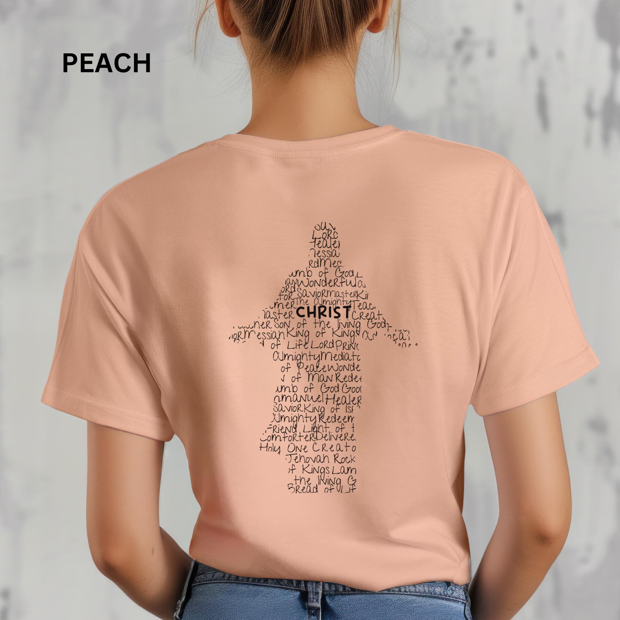 Unisex Names of Christ BACK Printed Shirt, LDS Christ Shirt, Christian ...