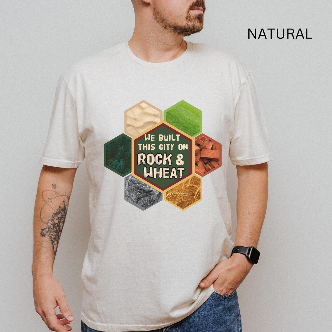 Settlers of Catan Shirt, Board Game Shirt, Catan Rock and Wheat Shirt ...