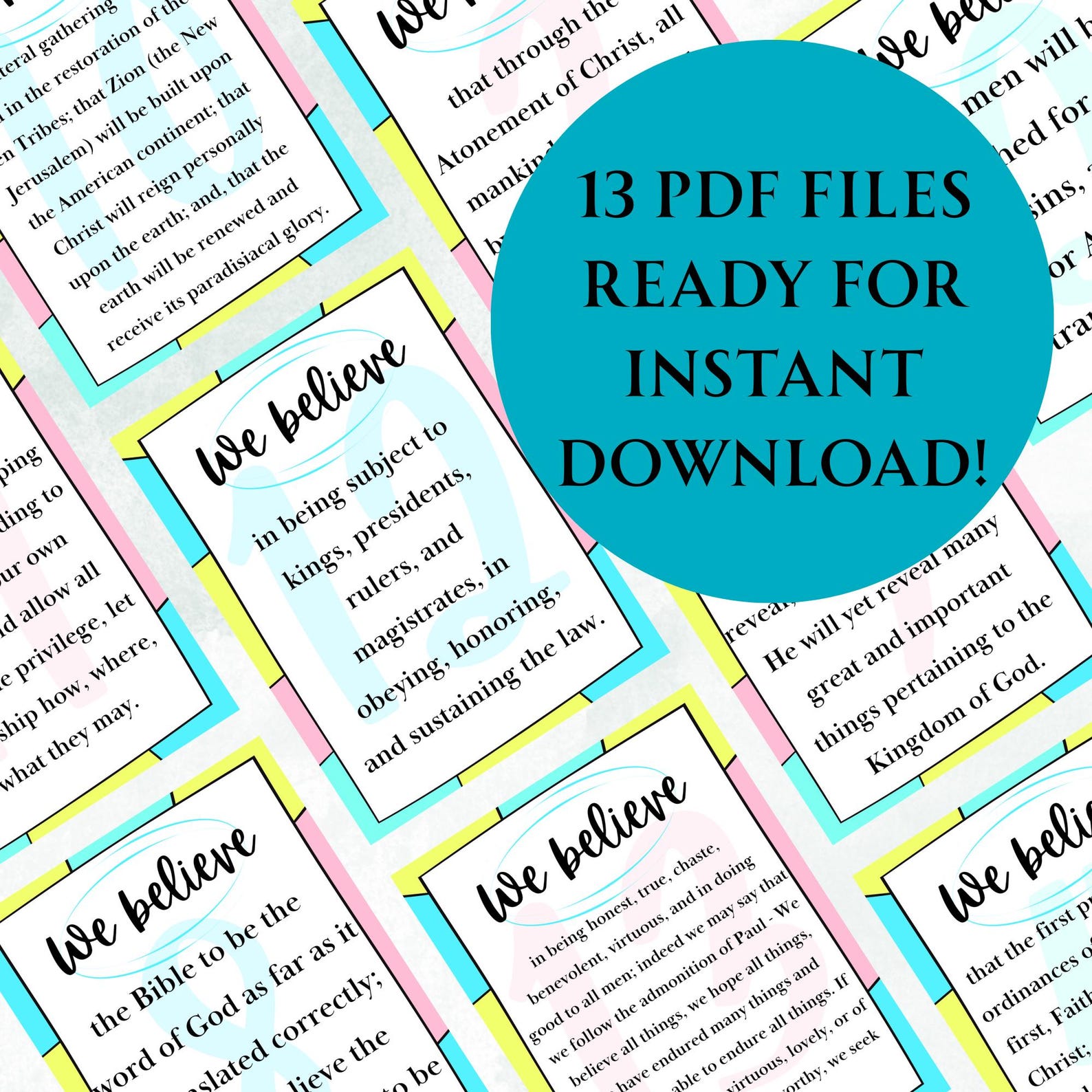 LDS Printable Articles of Faith, Primary Printables for Bulletin Board ...