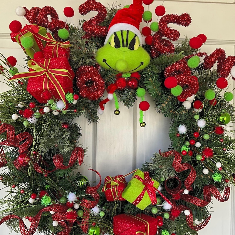 Grinch Christmas Wreath - Etsy