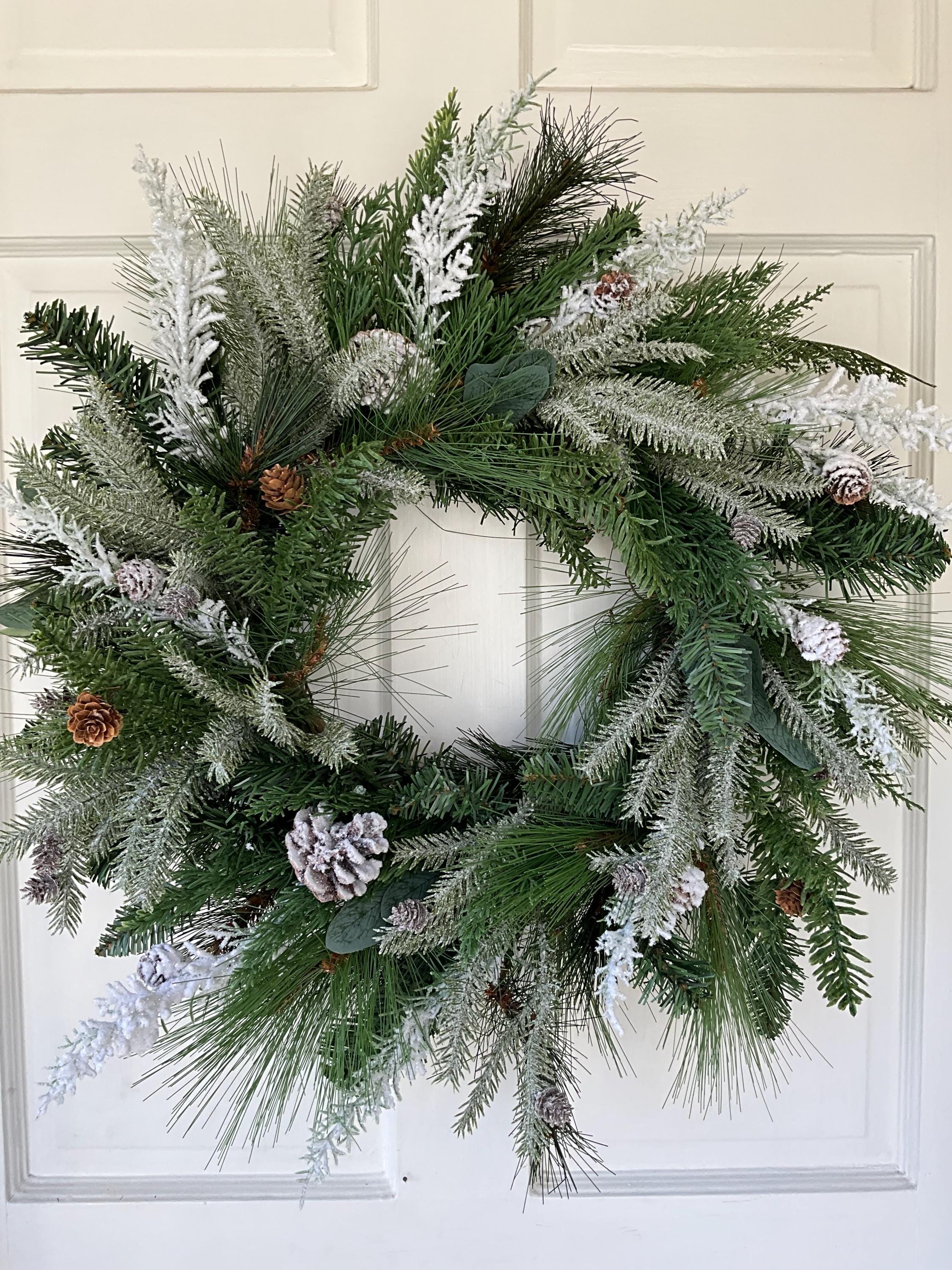 Winter Greenery Wreath, Farmhouse Balsam Fir, Snowy Pine Wreath - Etsy