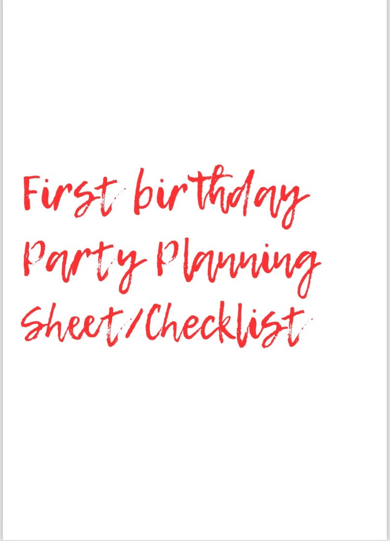Simple Organized First Birthday Party Planning Sheet & Checklist - Etsy