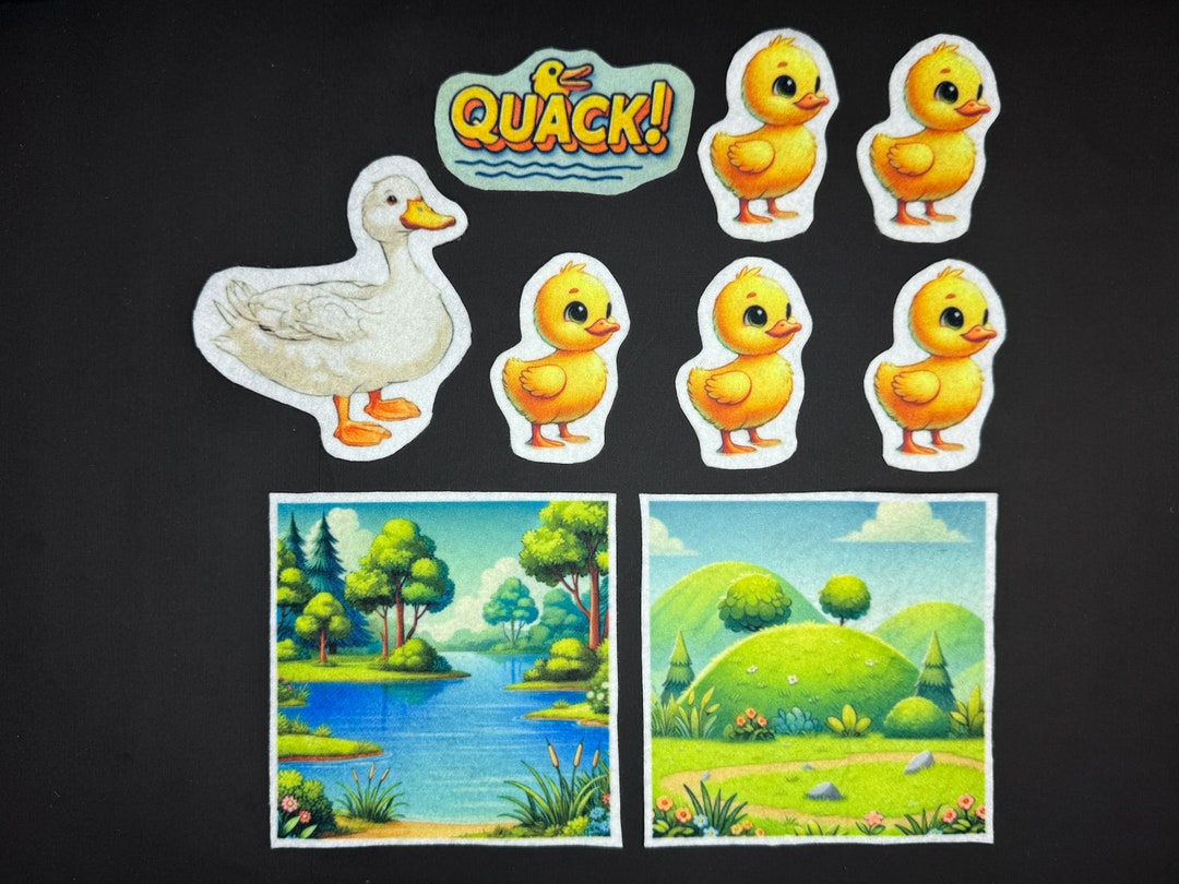 Five Little Ducks Preschool Song Kids Flannel Board Story Storytelling ...