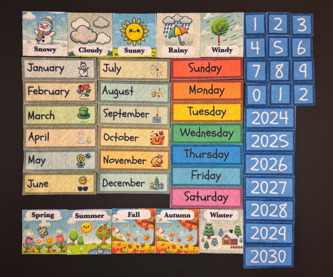 Daily Calendar Felt Pieces Set - Flannel Board Story - Etsy