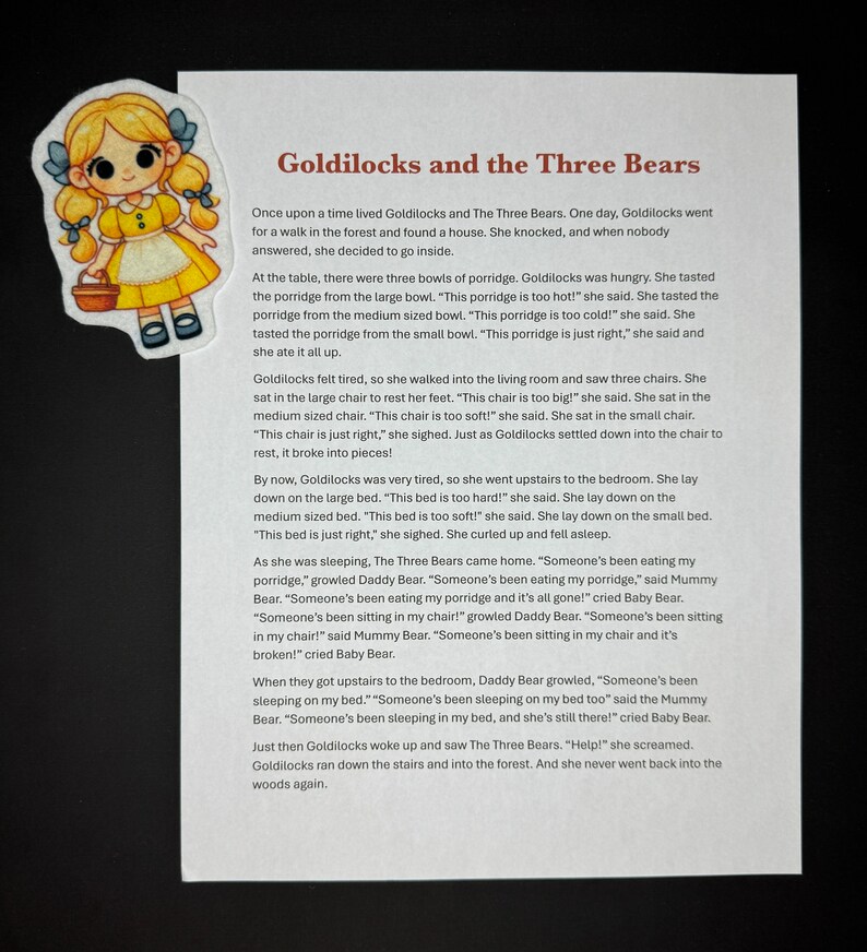 Goldilocks and the Three Bears - Felt Board Story - Etsy