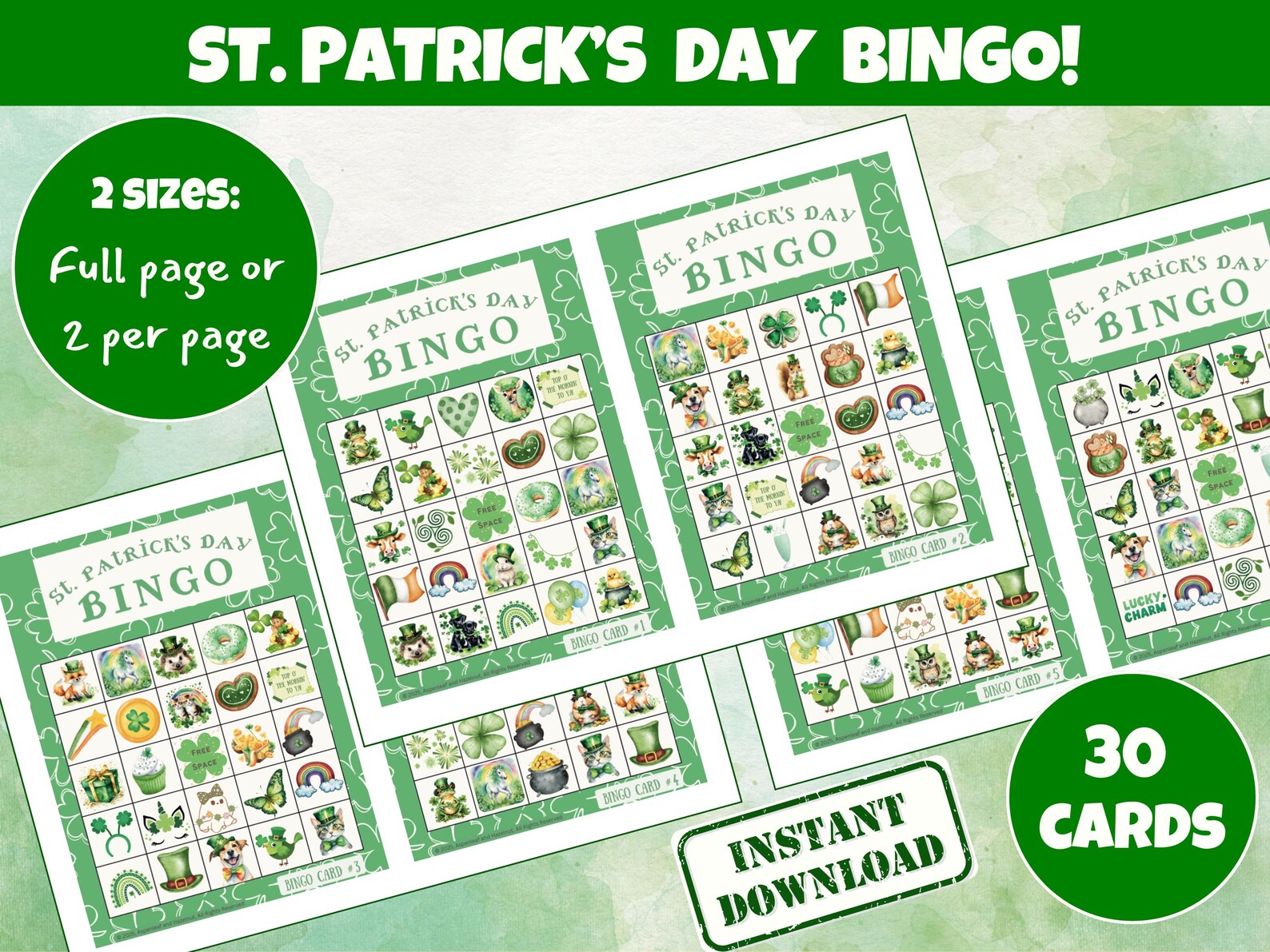St. Patrick's Day Bingo: 30 Printable Cards (PDF) - Etsy