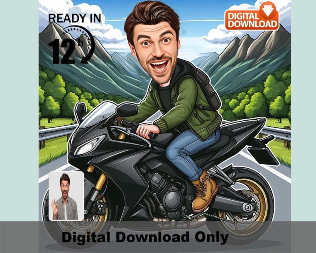 Motorcycle Motorbike Caricature: Fantastic Riding, Perfect for Bike ...