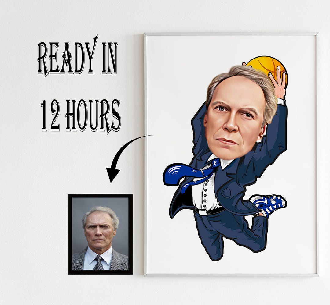 Basketball Coach Caricature From Photo Funny Coach Cartoon Portrait ...