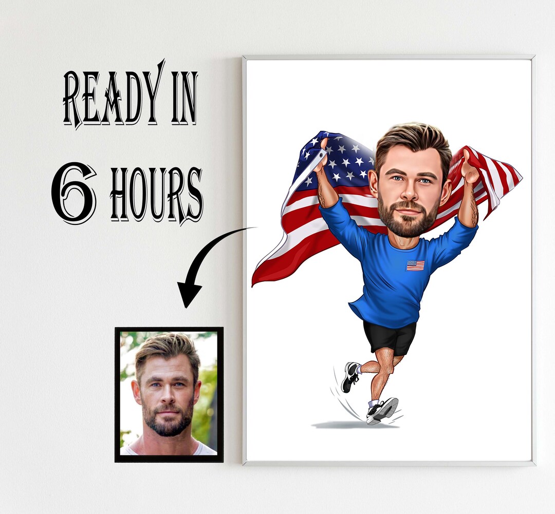 Custom Runner Cartoon Portrait, Runner Portrait, Runner Gift, Runner ...