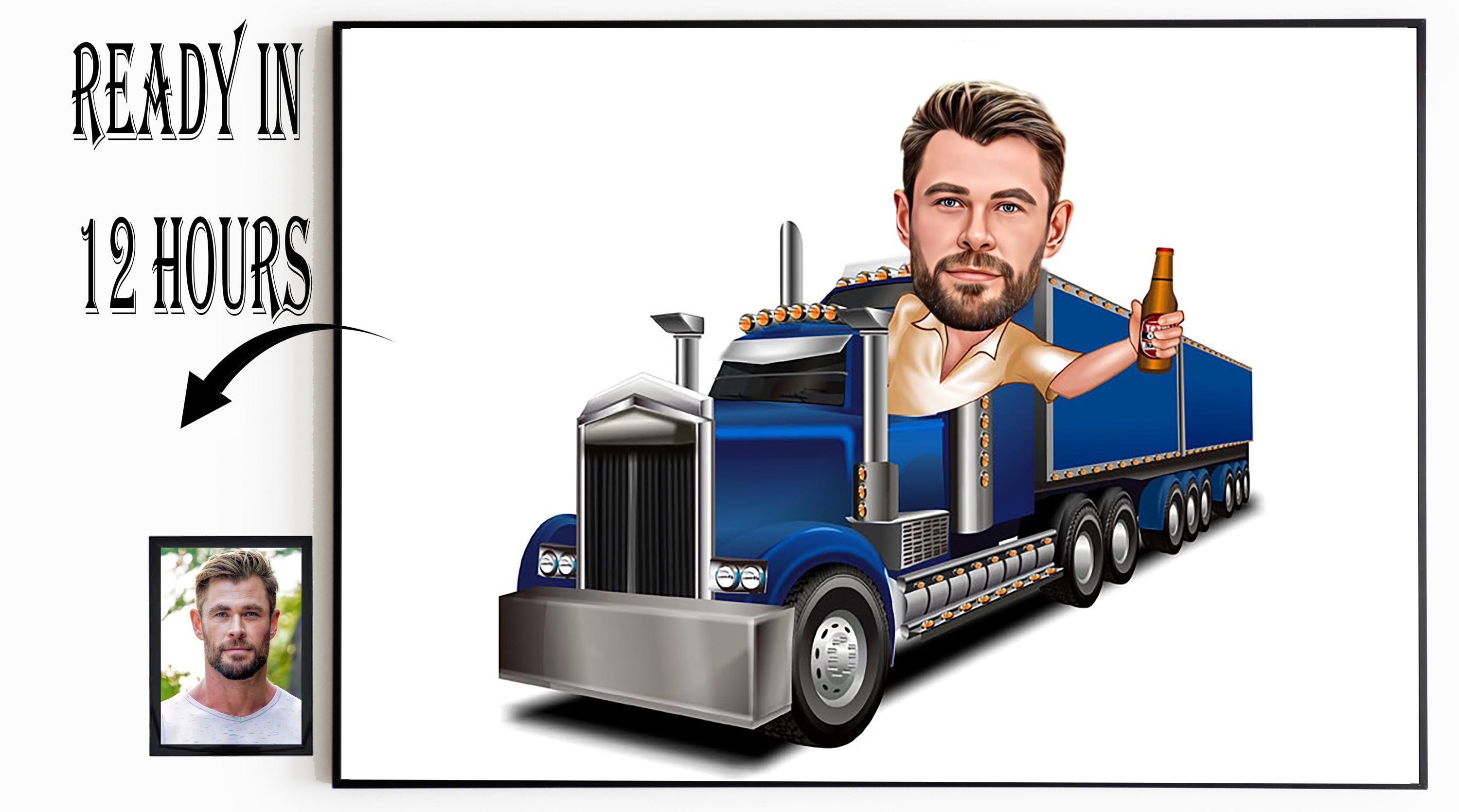 Truck Driver Gift, Personalized Truck Driver Caricature, Custom ...