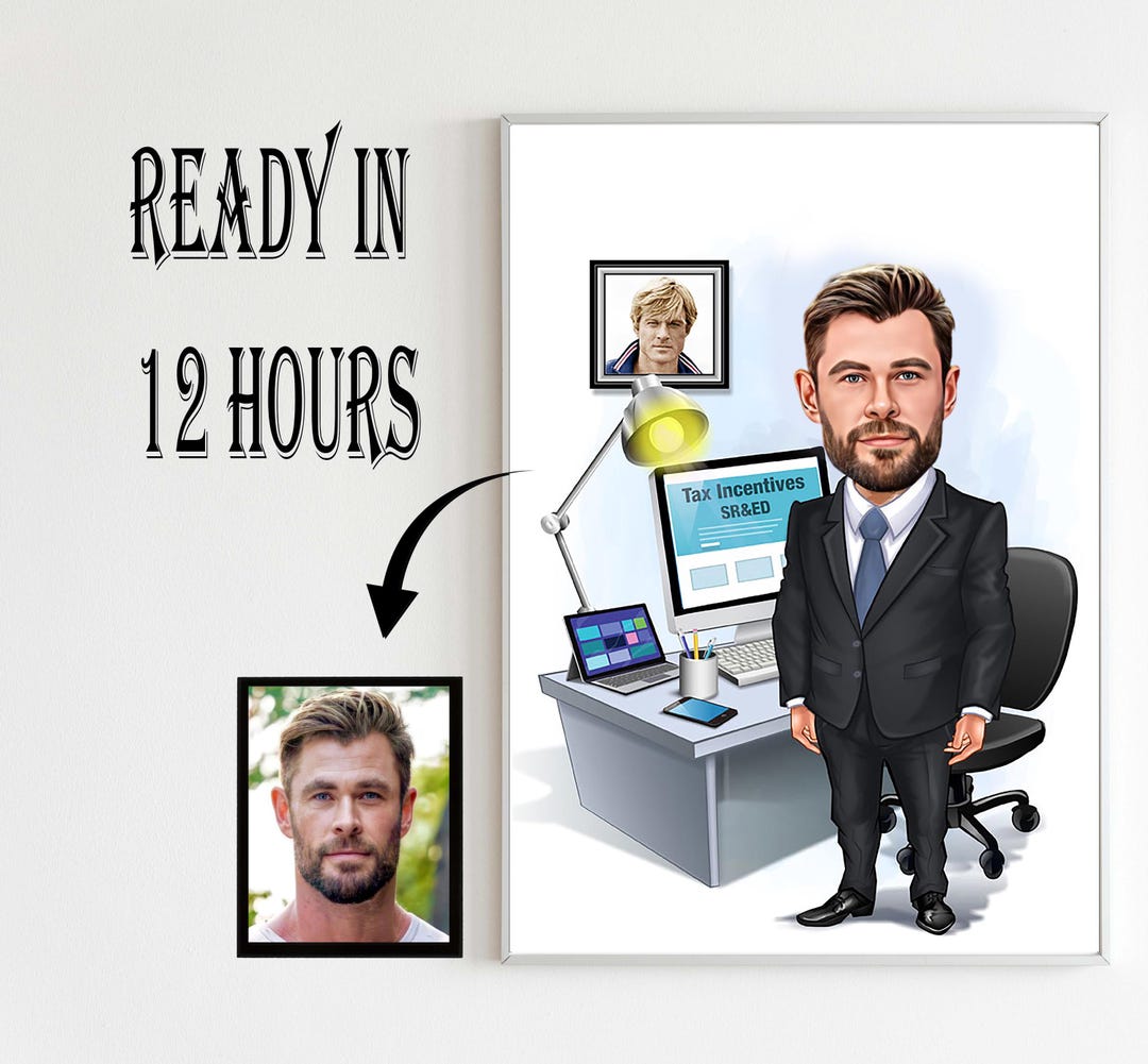 Custom Boss Caricature From Photo, Funny Boss Cartoon, Male Boss Gift ...