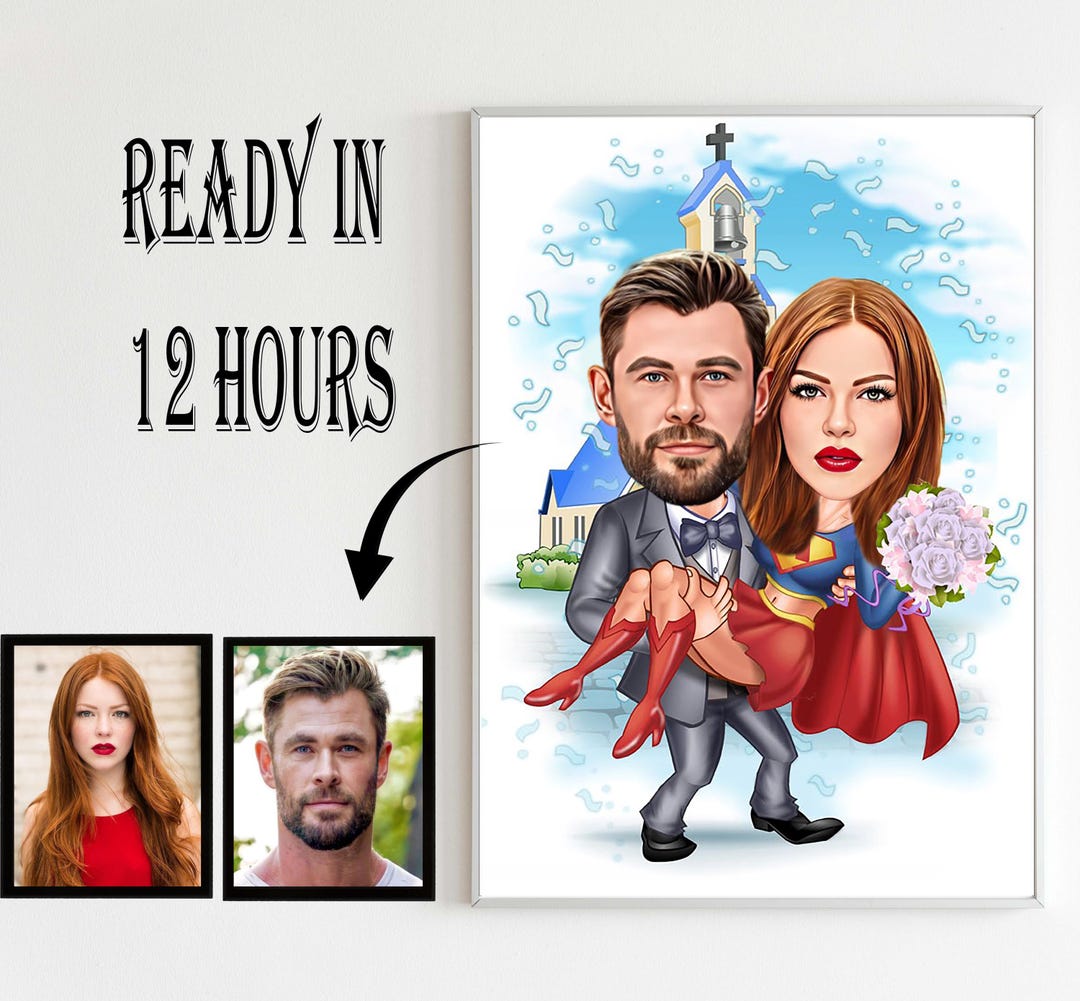 Personalized Married Couple Cartoon Custom Caricature Marriage With ...